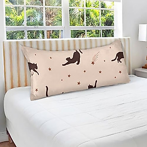 Halloween Black Cat Star Pillowcase for Hair and Skin Body Pillow Cover Bed Pillow Cases Standard Size 20"X 26" Pillow Cases Body Size with Zipper for Men