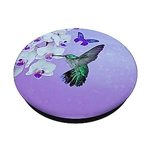 Cell Phone Pop Up Holder Hummingbird Flower Butterfly Purple PopSockets PopGrip: Swappable Grip for Phones & Tablets