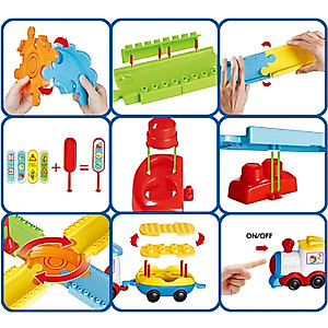 Toy Train Sets with Railway Tracks, 189 pcs Train Toys with Lights and Sounds, 3D Puzzles Long Train Track for Boys Girls 2,3,4,5,6,7 Years Old Birthday Train Toys Gift