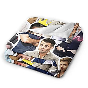 Blanket Chris Pine Soft and Comfortable Warm Fleece Blanket for Sofa, Office Bed car Camp Couch Cozy Plush Throw Blankets Beach Blankets