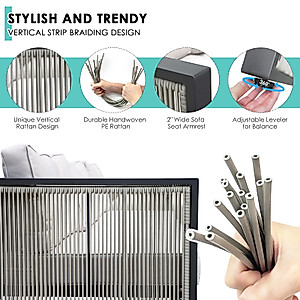 RADIATA PE Wicker Patio Furniture Set, Modern Outdoor All-Weather Rattan Sofa Sectional Set with 4'' Thick Cushions and Ottomans for Backyard Garden Living Room