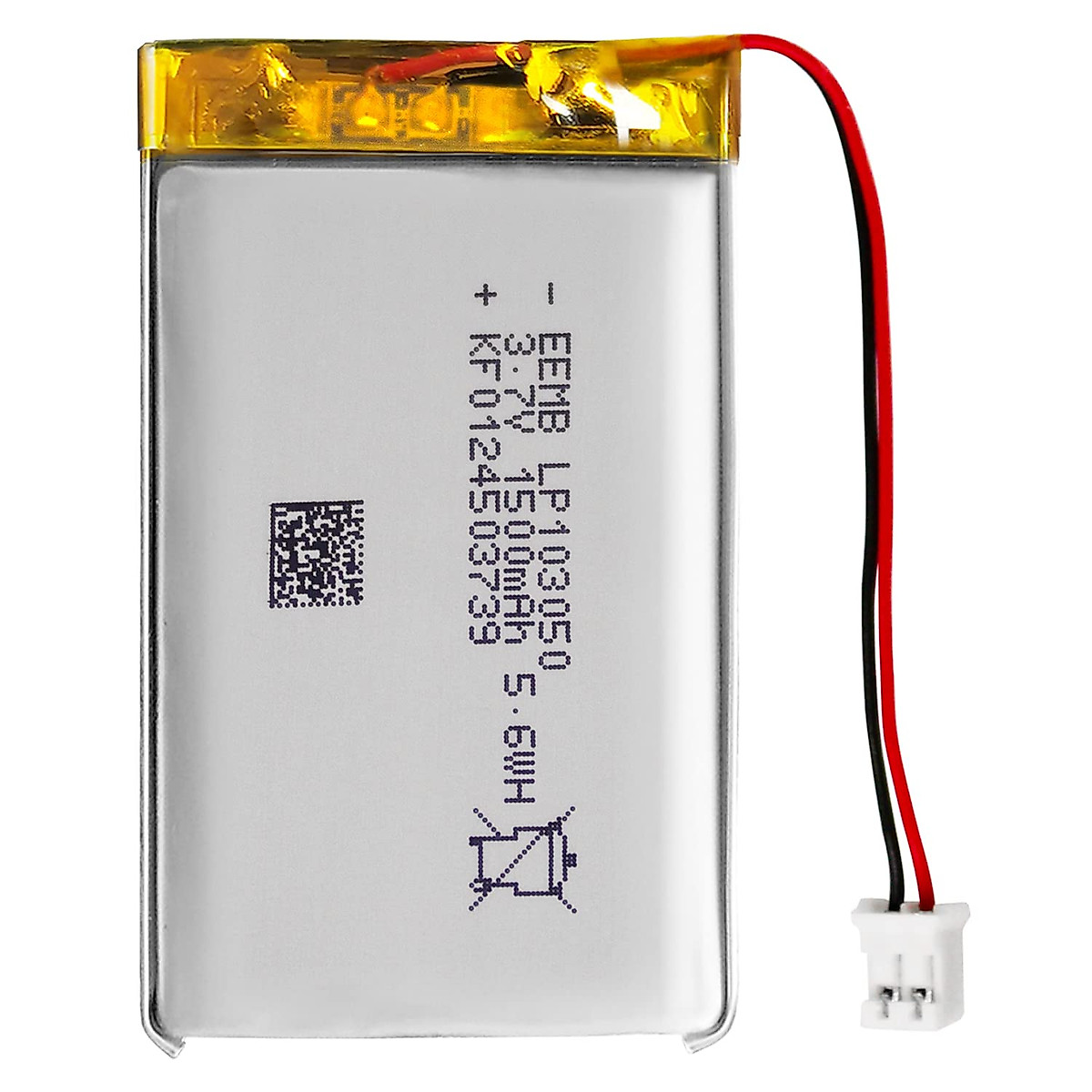EEMB Lithium Polymer Battery 3.7V 1500mAh 103050 Lipo Rechargeable Battery Pack with Wire JST Connector for Speaker and Wireless Device- Confirm Device & Connector Polarity Before Purchase