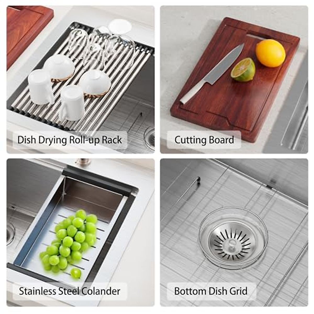 AGABOK 33 Inch Drop In Kitchen Sink, 33x22 Inch Topmount Workstation Sink with Ledge, 18 Gauge SUS304 Stainless Steel Kitchen Sink, 10 Inch Deep Handmade Single Bowl Kitchen Sinks with Accessories