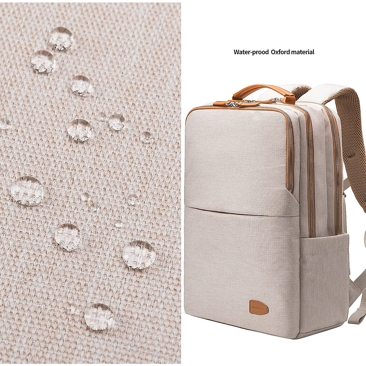 NOBLEMAN Backpack for women and man ,Waterproof School travel work Backpack, 15.6 Inch Laptop Backpack, Daypack, with USB (Beige plus)