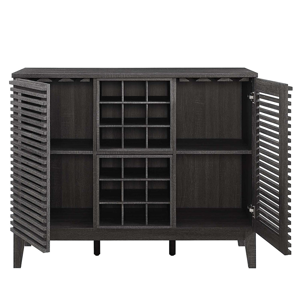 Modway Render Mid-Century Modern Wine Bar Cabinet in Charcoal 17 x 46 x 37
