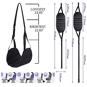 Foot Rest,Airplane Footrest Made with Premium Foam,Head Hammock Portable Travel Footrest Flight Carry-On Foot Rest Adjustable Height Foot Rest Travel Accessories Footrests Hammock,Black