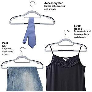 Kang Yuan Plastic Hangers 50 Pack Dry Wet Clothes Hangers Space Saving Coat Hanger, Upgraded Rubber Stripe Non-Slip Pants Hangers, 360° Swivel Hook Clothes Hangers, 16.5 Inches, Gray