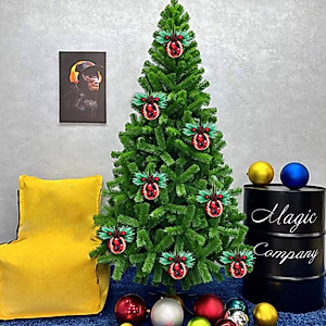 Shatterproof Christmas Ball Ornaments with Pinecones & Greenery 6pcs Buffalo Plaid Ball Ornaments Aousthop Black Red Burlap Foam Ball Hanging Decorations for Xmas Tree Ne Miniature (Red, One Size)