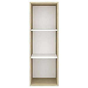 Bedroom, living room storage unit,Modern entertainment center media rack,Suitable for living room, bedroom, office, etc.Wall-mounted TV Cabinet Sonoma Oak and White 14.6"x14.6"x42.1" Chipboard