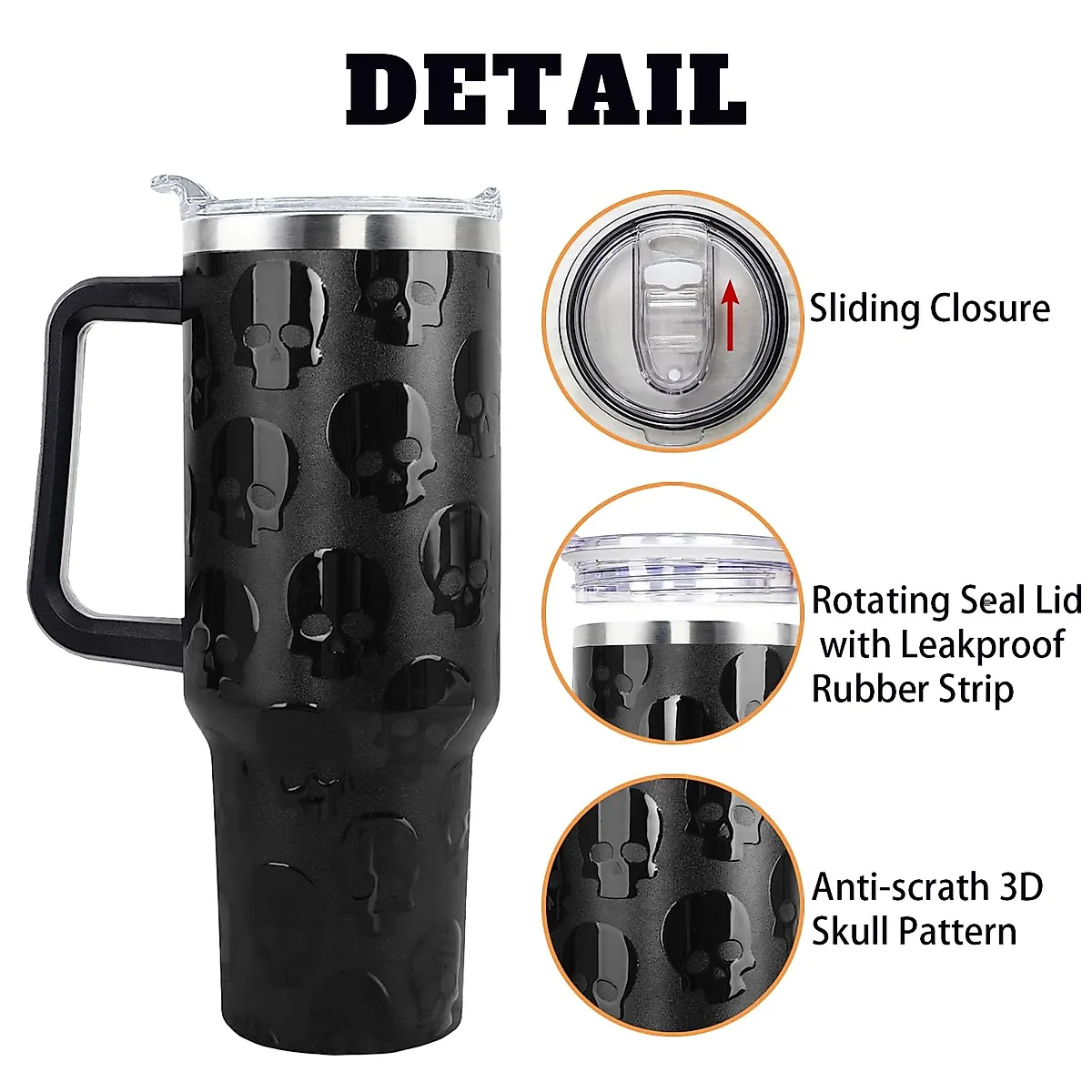 sxmluedn Goth Gifts Goth Tumbler Halloween Tumbler 40 Oz Skull Gifts Cup For Women Men Spooky Skeleton Travel Mug with Handle Lid and Straw