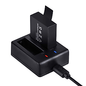 CAMWORLD Action Camera Battery, 2 x 1050 Rechargeable Sport Camera Batteries Dual Charger Compatible with Action Camera ACT74A/X20C/X35