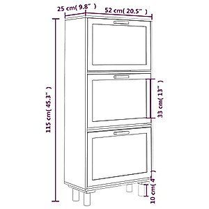 WEMYUFURN Shoe Cabinet Engineered Wood&Natural Rattan - Space-Saving Shoe Organizer - Shoe Rack for Closet, Entryway or Bedroom