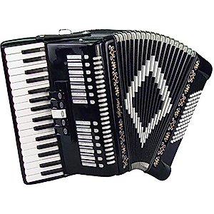 SofiaMari SM3472 Piano Accordion w/Free NAC-4872 Roll Away Case, a $160 Value. 34 Key, 72 Bass, Leather Harness Straps also included. (Gloss Black))
