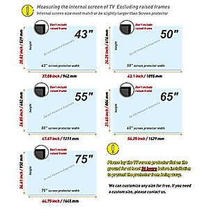 Anti UV TV Screen Protector for 65 Inch, Indoor Outdoor Anti Glare TV Anti Blue Light Screen Frosted Film Anti Glare Film for TV