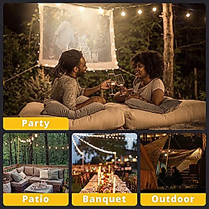 Sunnyload 52FT Outdoor String Lights Waterproof, 110 Volts Outdoor Decorations for Patio, Yard, Garden, Porch, Backyard,Heavy-Duty Decorative Cafe Hanging Lights,with 15 LED Shatterproof Bulbs