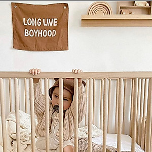 CHTech Long Live Boyhood Banner Wall Flag Wall Art for Nursery Modern Kids Room Decor Kids Banner Brown Flag