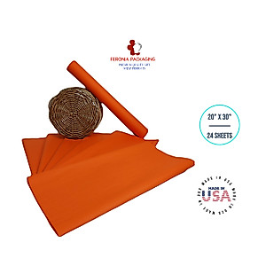 Orange Tissue Paper Squares, Bulk 24 Sheets, Premium Gift Wrap and Art Supplies for Birthdays, Holidays, or Presents by Feronia packaging, Large 20 Inch x 30 Inch