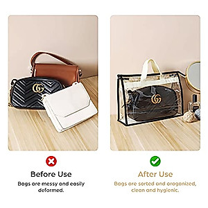 Interesse 9 Pack Dust Bags for Handbags, Clear Handbag Storage, Purse Storage Organizer for Closet, Purse Cover Hanging Closet Organizer with Zipper, Handles and Purse Hook