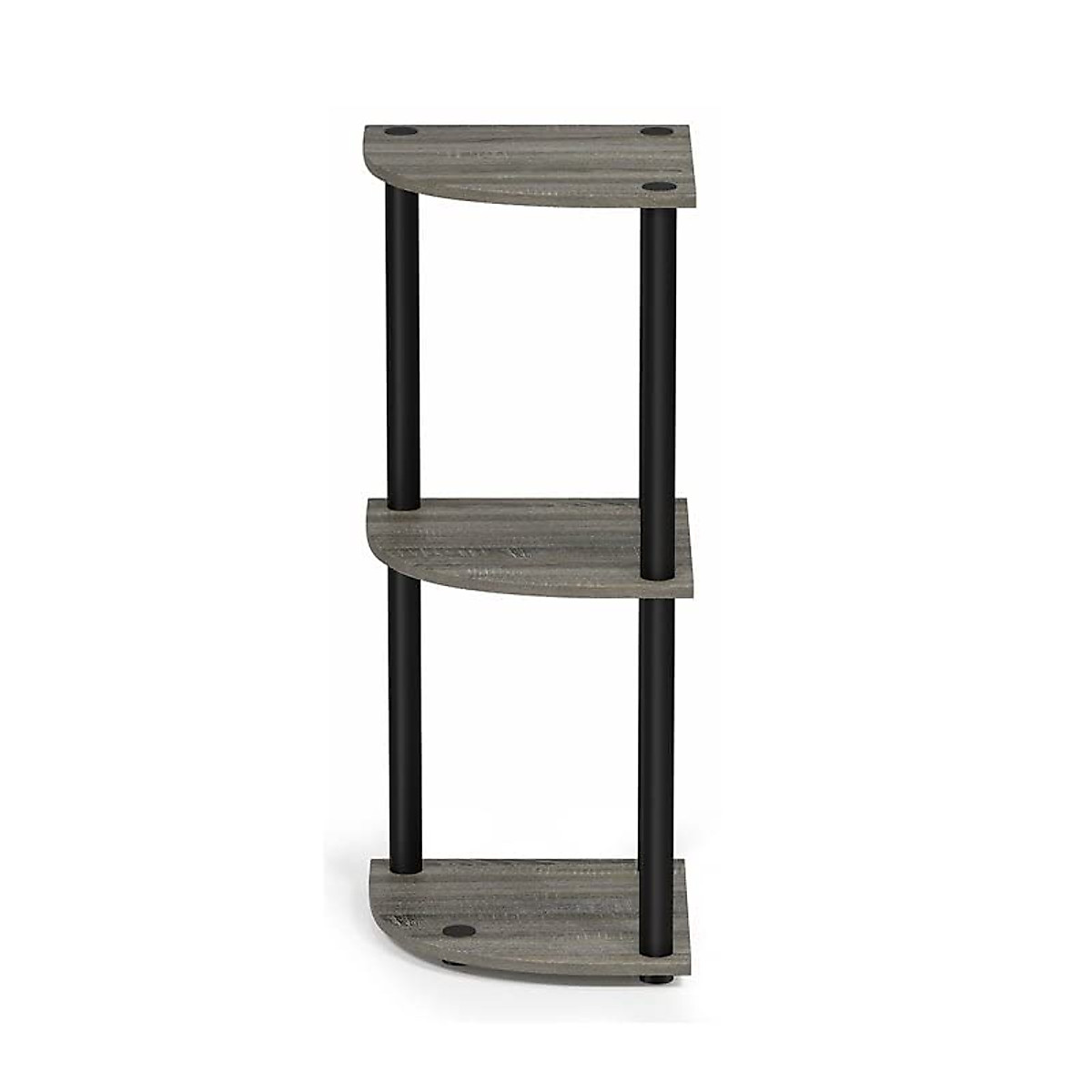 Furinno 3-Tier Corner Display Rack and End Table Bundle (12077GYW/BK, French Oak Grey/Black)