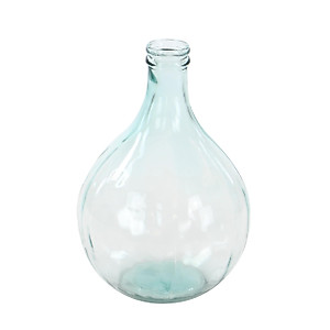 Deco 79 Recycled Glass Handmade Decorative Vase Spanish Bottle Centerpiece Vase, Flower Vase for Home Decoration 11" x 11" x 17", Blue