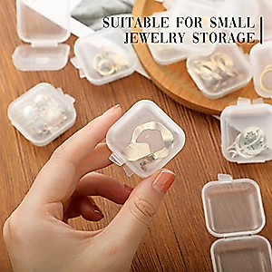 100 Pack Mini Clear Jewelry Box Earring Organizers with Hinged Lid Small Plastic Storage Box for Earrings Chains