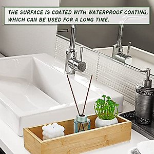 2 Pcs Bamboo Bathroom Tray Toilet Paper Storage Toilet Tank Tray Toilet Tissue Holder Organizer Box Basket with Silicone Slip Resistant at 4 Corners for Toilet Tank Bathroom Kitchen Counter