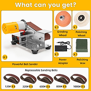 TOOVEM Mini Belt Sander-15 Degree Belt Grinder,Electric Belt-Sander Polishing,Multifunctional Electric Knife and Tool Sharpener for Metal Working, Knife Making and DIY Woodworking