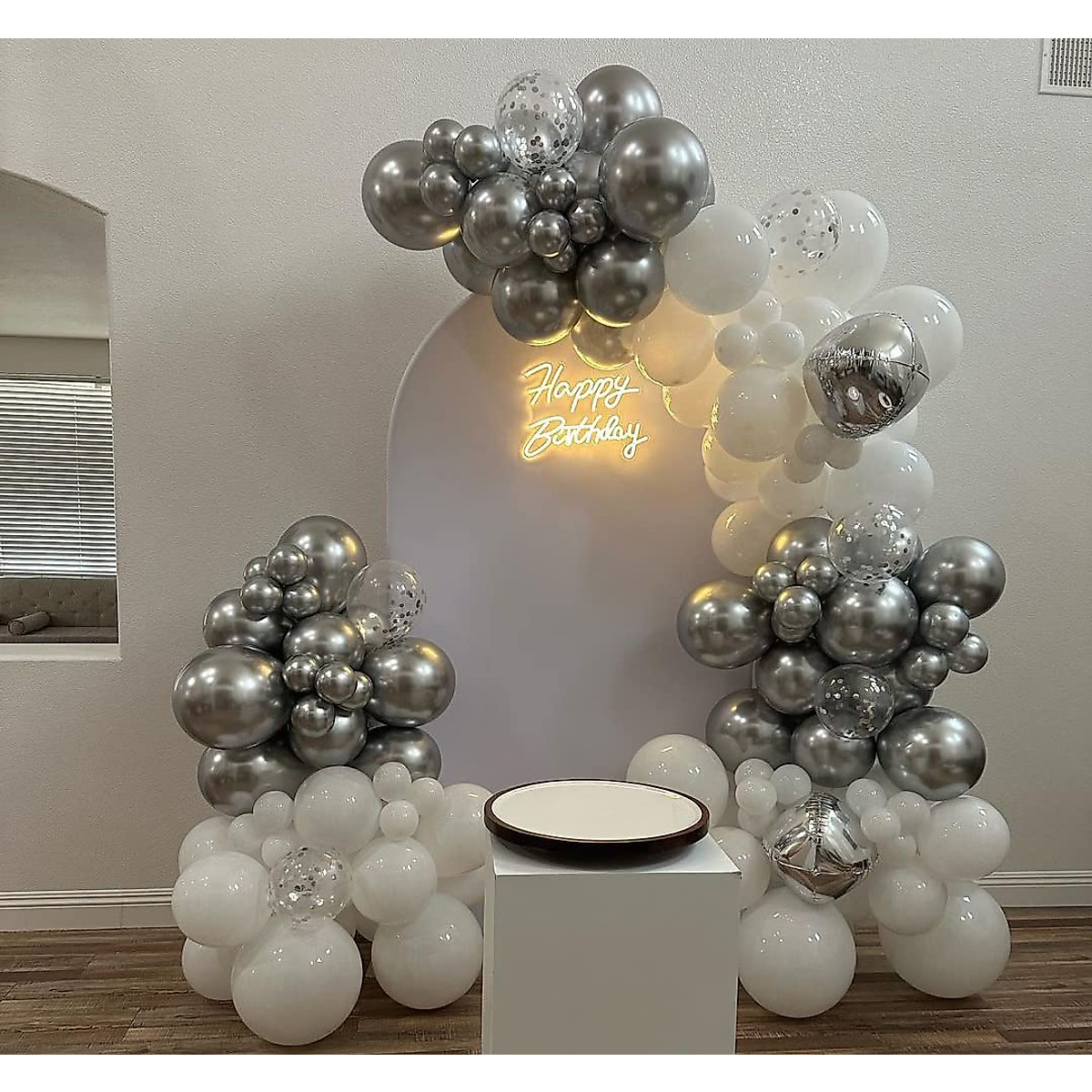 Kelfara Silver Balloons 60Pcs 12 inch Metallic Silver Confetti Chrome Silver Latex Balloons for Birthday Party Bridal Shower Wedding Engagement Anniversary Prom Decorations with Silver Ribbon