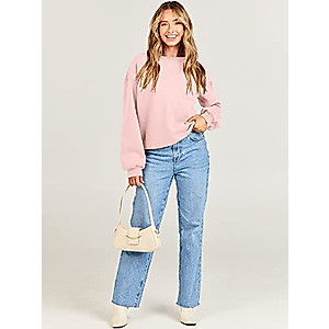 ANRABESS Oversized Sweatshirts for Women Teen Girls Pullover Casual Loose Fit Fleece Crop Hooded Sweaters Fall Winter Fashion y2k Clothes A1026-huafen-XL Light Pink