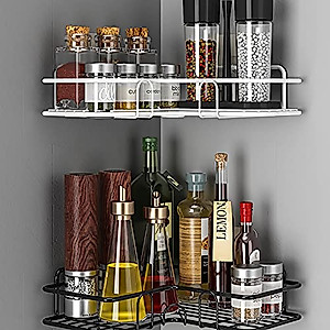 LAIGOO Adhesive Shower Caddy Corner Shelf, Metal Bathroom Shelf Wall Mounted Shower Shelf, Non-Drilling Floating Shelves for Shower Organizer/Bathroom Organizer/Kitchen (2 Pack, White)