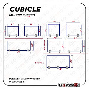 Cubicle Sneeze Guard by SPEEDYORDERS – Sneeze Guard for Cubicle - Clear Cubicle Divider - Wall Extender Plexiglass For Cubicle With Removable Clamps 1/4" Thick 48"W x 24"H - Includes 3 clamps
