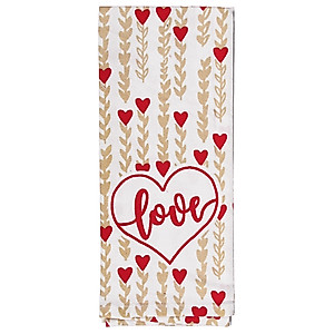 fillURbasket Valentines Day Kitchen Towels Set Hearts Dish Towels Love Flour Sack Towels Set of 4 15”x25” Cotton (Love Sayings Kitchen Towels)