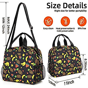 Insulated Lunch Bag for Women Girls Men,Cooler Lunch Tote Bag with Adjustable Shoulder Belt,Cute Portable Reusable Lunch Box Cooler Bag for Adult Girls Travel Picnic,Office,Working(Fruit)