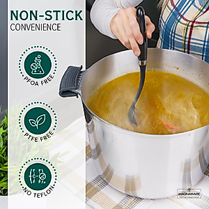 18 Quart Cast Aluminum Large Stock Pot with Lid - Durable & Lightweight Soup Pot with Even Heat Distribution & Retention - Professional Cookware Stockpot with Silicone Handle