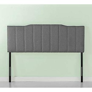 Zinus Satish Upholstered Channel Stitched Headboard in Grey, Queen