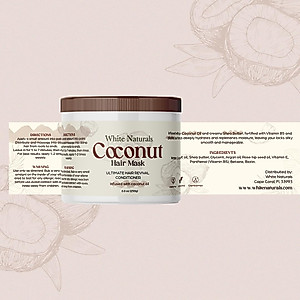 Organic Coconut Hair Mask for Hair Growth and Volume, Moisturizing and Deep Conditioning Mask For Dry Damaged Hair, Hair Tchicking Treatment Cream Mask, Fights Breakages and Split Ends