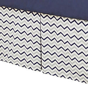 American Baby Company 100% Cotton Percale Fitted Crib Sheet and Skirt, Navy Zigzag, for Boys