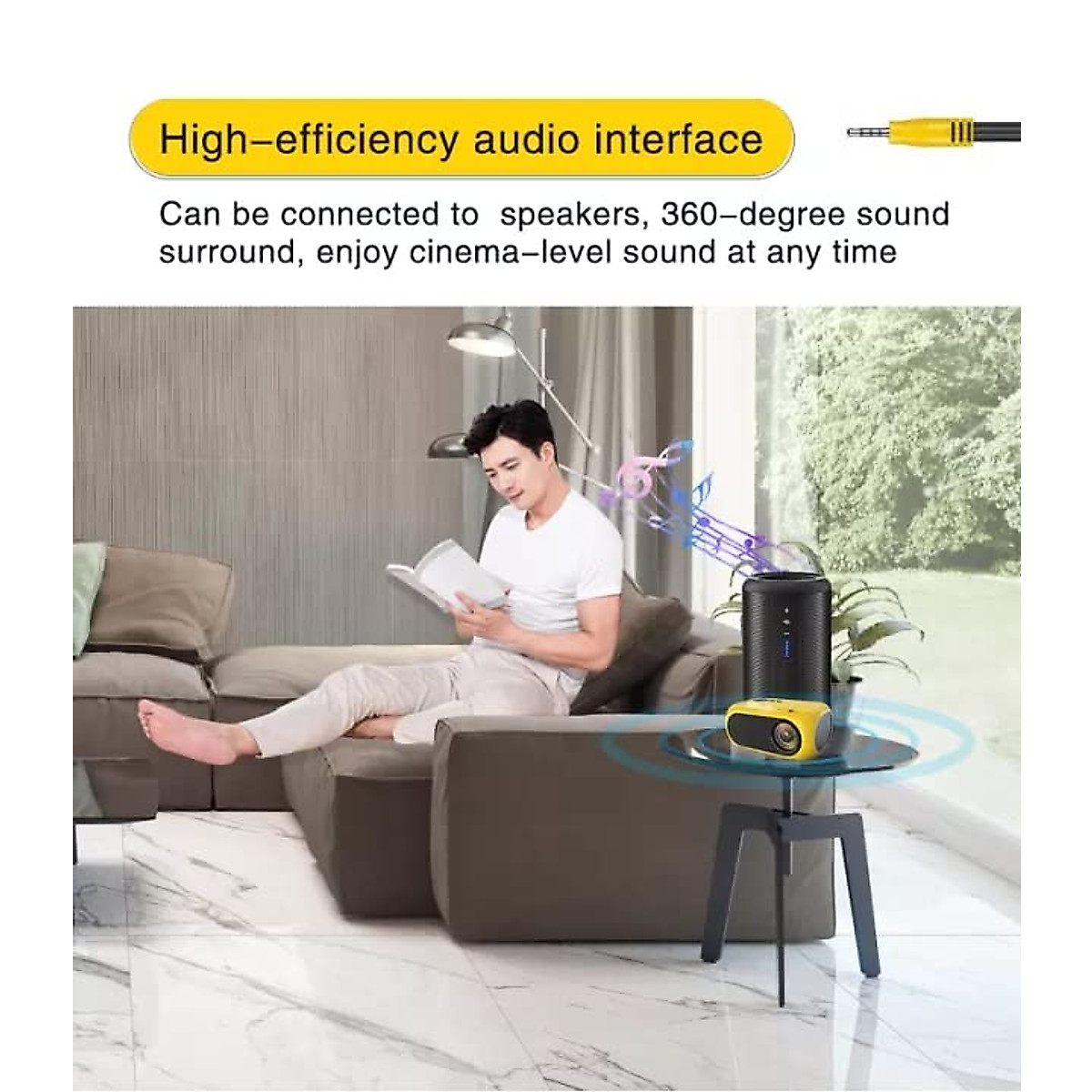 Mini Portable Projector, 30,000H Small Movie Projector for Outdoor Home Theater Use with Remote Control, Compatible with Full HD 1080P HDMI, VGA, USB, AV, Laptop, Smartphone