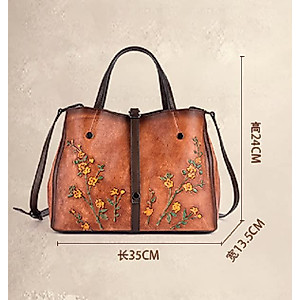 LMKIDS Genuine Leather Satchel for Women Top Handle Bags Handmade Purse Vintage Hobo Crossbody Handbags Tote Bag (Brown)