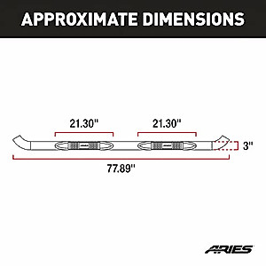 ARIES 204046-2 3-Inch Round Polished Stainless Steel Nerf Bars, No-Drill, Select Chevrolet Silverado, GMC Sierra 1500, 2500, 3500 HD