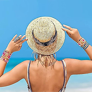 GIGB PBDK Heishi Summer Surfer Bracelets Set,Colorful Preppy Heart Star Stretch Beaded Bracelet Y2K Clay Polymer Aesthetic Beach Layering Jewelry