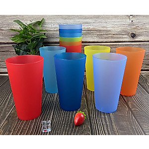 YUYUHUA Reusable Plastic Cups 32 oz - Large Plastic Cups Dishwasher Safe - BPA Free Plastic Tumblers Drinking Glasses set of 12 - Unbreakable Big Cup for Kitchen Party Camping Outdoor