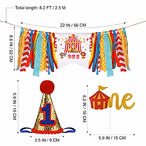 Circus Decorations 3Pcs 1st Birthday Decorations Carnival Theme High Chair Banner Birthday Party Hats Circus Circus Carnival Theme Party Decorations for Baby Shower Girl Beanie
