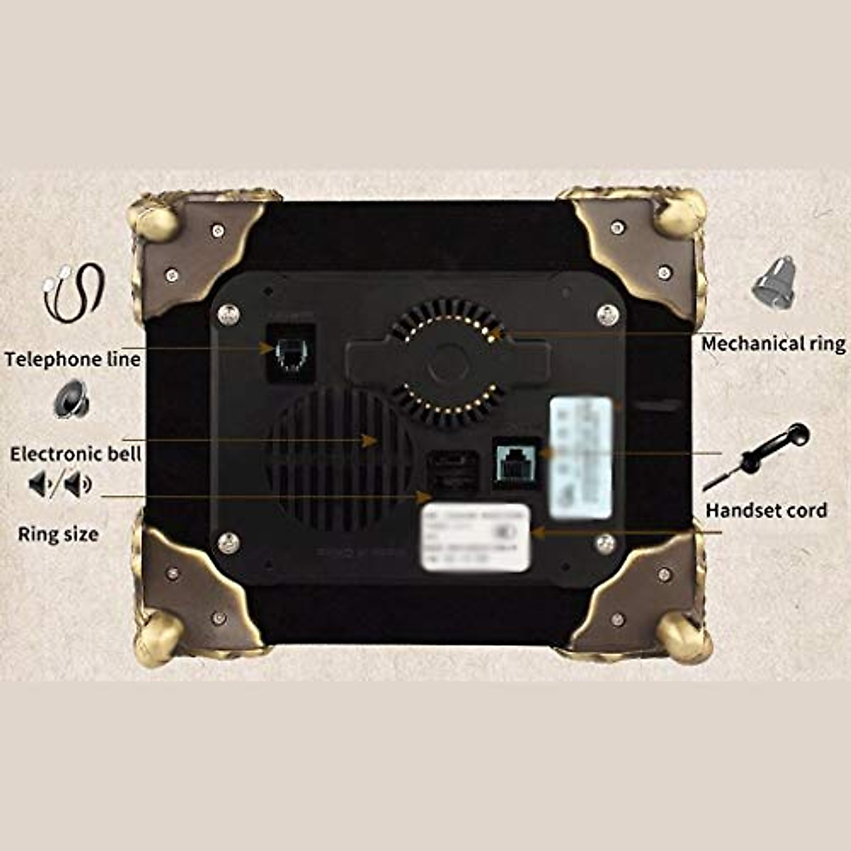 DSDD Retro Phone,Antique Style Telephone with Wood and Metal Body, Functional Rotary dial and Socket Red Telephone,Office,Hotel