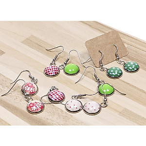 Shapenty Surgical Stainless Steel Ball Coil Fish Earring Hooks Clasp Hypo-allergenic Ear Wire Bead Connector Hooks with Large Loop for DIY Jewelry Finding Making, 50PCS/25Pairs