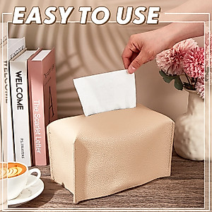 Gerrii 4 Pcs Tissue Box Cover Holder Rectangular PU Leather Tissue Cover Modern Decorative Tissue Box Case Organizer Holder for Tabletop Bathroom Car Vanity Countertop Office Desk 9.5 x 5 x 5 Inch