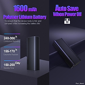 128GB Voice Activated Recorder, Long Battery Digital Audio Recorder, Portable Recording Devices, Voice Recorder with 2000 Hours Recording Capacity, 300 Hours Battery Time