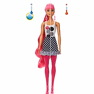Barbie Color Reveal Doll & Accessories, Color-Block Series, 7 Surprises, 1 Barbie Doll (Styles May Vary)