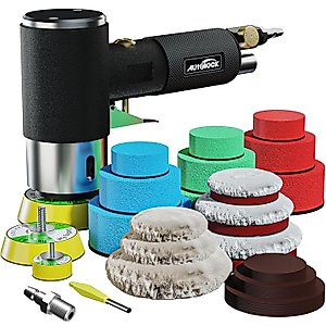 Autolock Mini Air Sander, 1/2/3 Inch Random Orbital Air Sander, 16000RPM Mini Pneumatic Sander for Auto Body Work, High Speed Sanders & Polisher with 18 Sandpapers (Black)