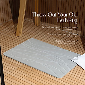 Mondano Stone Bath Mat, Diatomaceous Earth Shower Mat Non Slip Bathroom Mat Quick Dry Stone Mat, Stone Dish Drying Mat, Stone Bath Mats for Bathroom, Diatomaceous Earth Bath Mat (Carbon Grey)